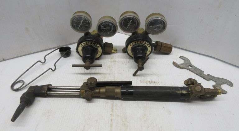 Craftsman cutting torch and gauges, torch- 17 1/2" x 2 1/2", gauges- 7 ...