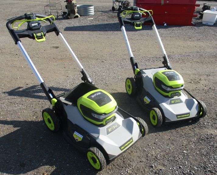 (2) Ryobi 40V lawn mowers, model RY401014US, one works, other runs but ...