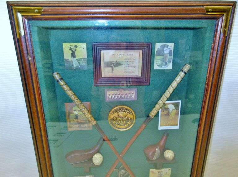 Wooden golf shadow box, 14" x 21" - Albrecht Auction Service