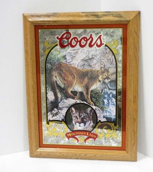 Coors mirror, Nature series no. 3., Mountain Lion, 16"W x 21"H, stain ...
