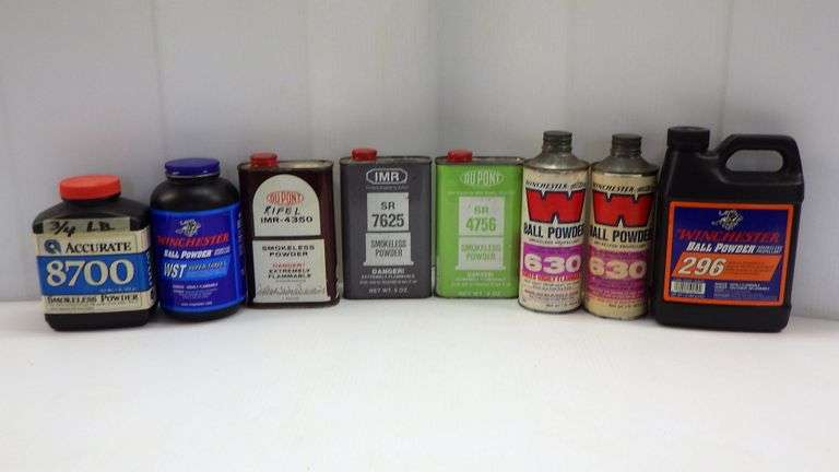 Various reloading powder, include: (2) Full cans of Winchester 630 ...