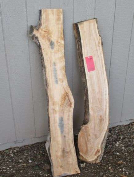 (2) Aspen wood slabs, live edge, rough sawn/planed: one- 8" to 12"W x 2 ...