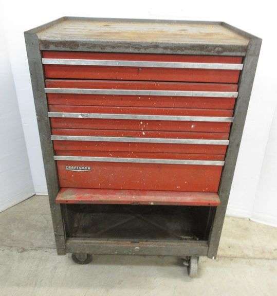 Rolling 6-Drawer upright Craftsman tool chest, bottom cabinet has a ...