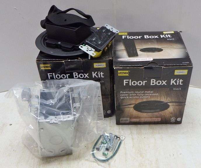 (2) Electrical plug floor box kits with covers, never used - Albrecht ...