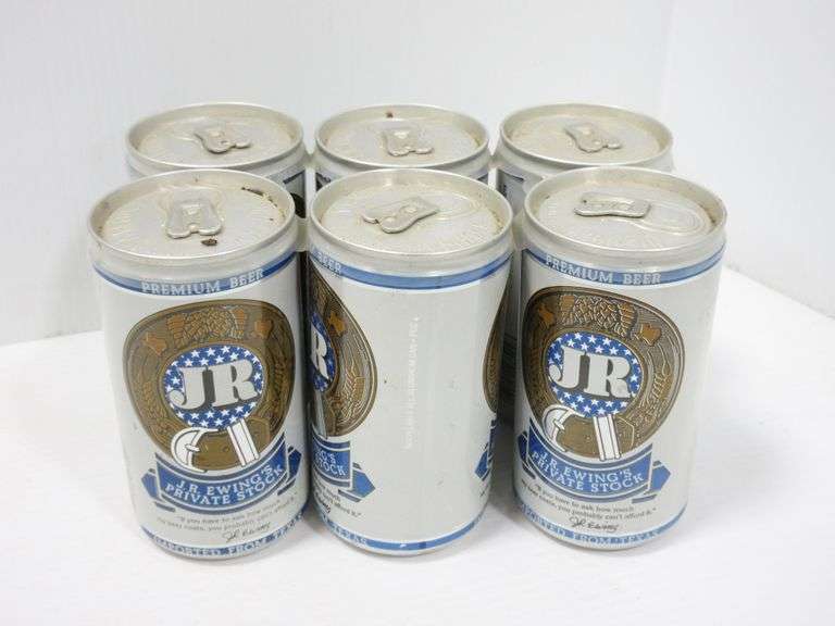 JR Beer 6-pack of cans with plastic ring intact, JR Ewing private stock ...