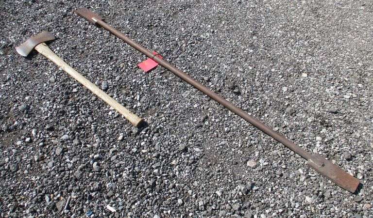 Large 6' Ice spud and double edge axe, 69" Ice spud, good - Albrecht ...