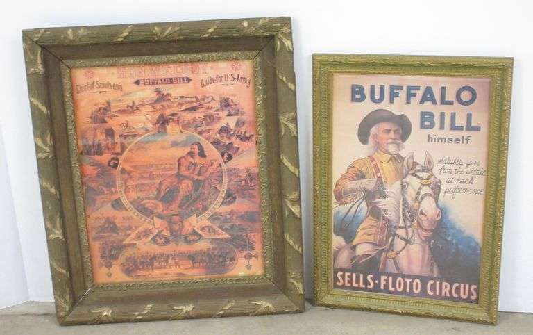 Pair of framed Buffalo Bill prints, older reproductions, up to 22"W x ...