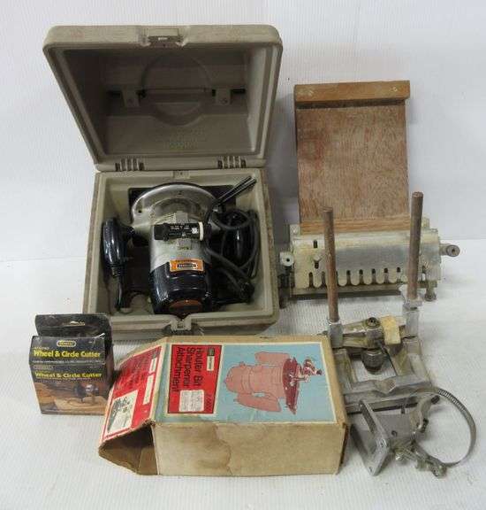 Sears router with case, Router sharpener, Wheel and circle cutter, and ...