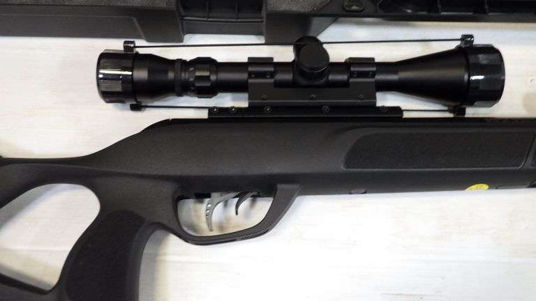 Gamo .22 caliber pellet gun with scope, has 2 mags, a container of ...