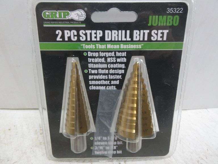 Grip two-piece drill bill set, step drill bits, One- 1/4" to 1 3/8" and ...