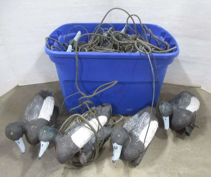 (11) Duck decoys, Mother Line, hooked together, sinking line each has a ...