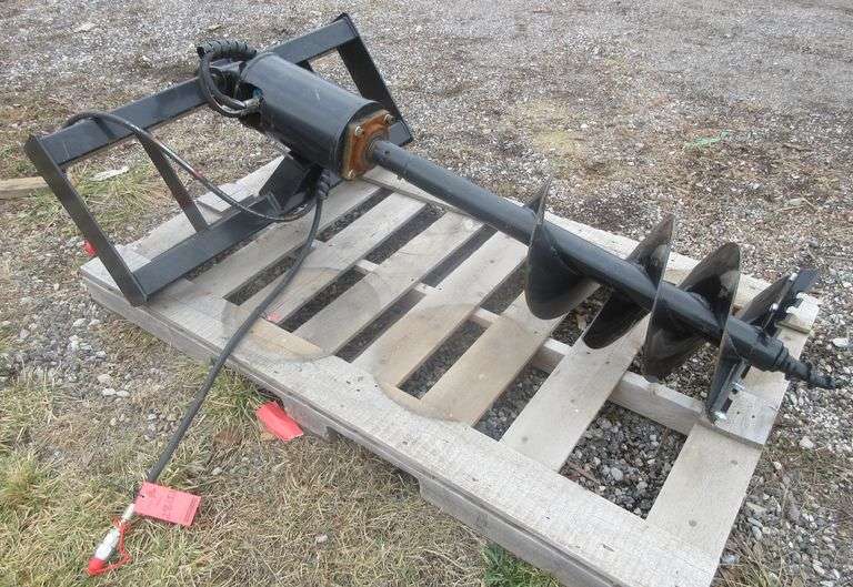 Mower King skid steer mounted post hole digger, 16" bit, great ...