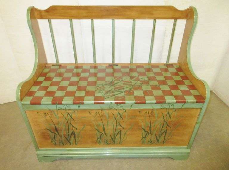 Storage bench, 37"W x 17"D x 33"H, used, back corner chipped - Albrecht ...