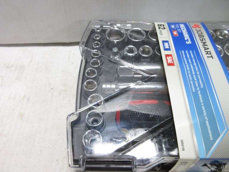 Jobsmart 62-Piece mechanics tool set, MM and SAE, in a tool organizer ...