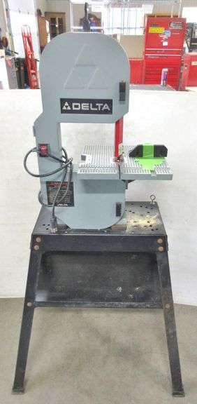 Delta Model 28-180 band saw with stand, miter gauge, and blade, used ...