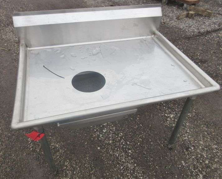 Commercial stainless table with drawer and processing hole top, 43"W x ...