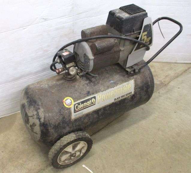 Coleman 20-gallon 5HP air compressor, works great - Albrecht Auction ...
