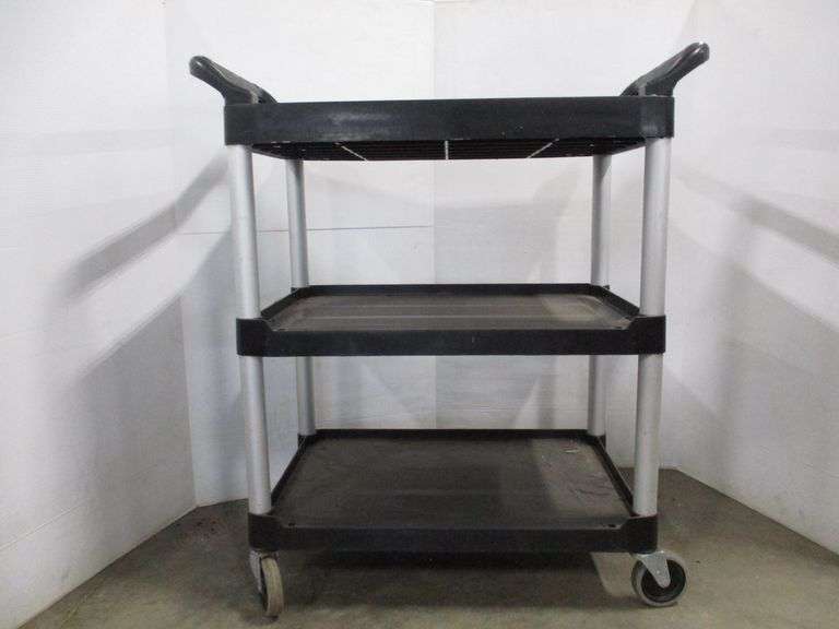 Rubbermaid three-shelf cart with pencil holders, 34"W x 19"D x 39"H ...