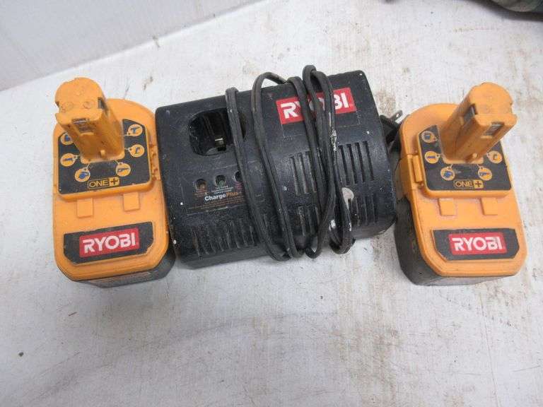 Various Ryobi tools, includes: (2) Batteries: One- 18V P100; 18V P110 ...