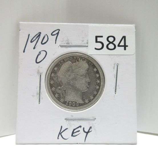 1909-O Barber quarter, very rare date barber quarter, very fine of better coin - Albrecht ...