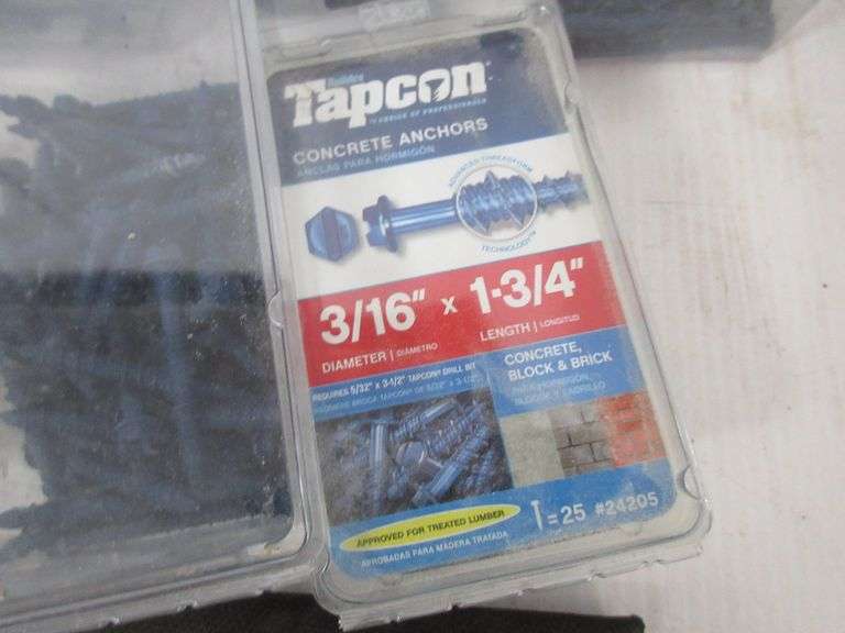 Assorted Tapcon screws and install kit, new - Albrecht Auction Service