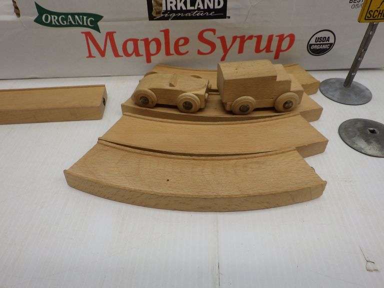 1959 51-piece borel wood snap car track set with hardwood tracks ...