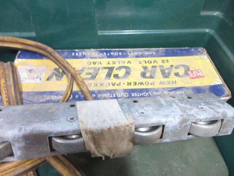 Garage/auto items, includes: Car vacuum, rubber mallets, funnel, jumper ...