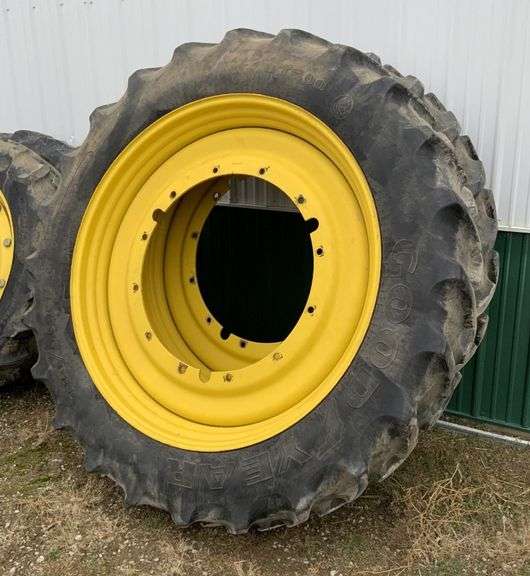 (4)-Goodyear DT800 380/90R50 Tires with Rims, Came off of a John Deere ...