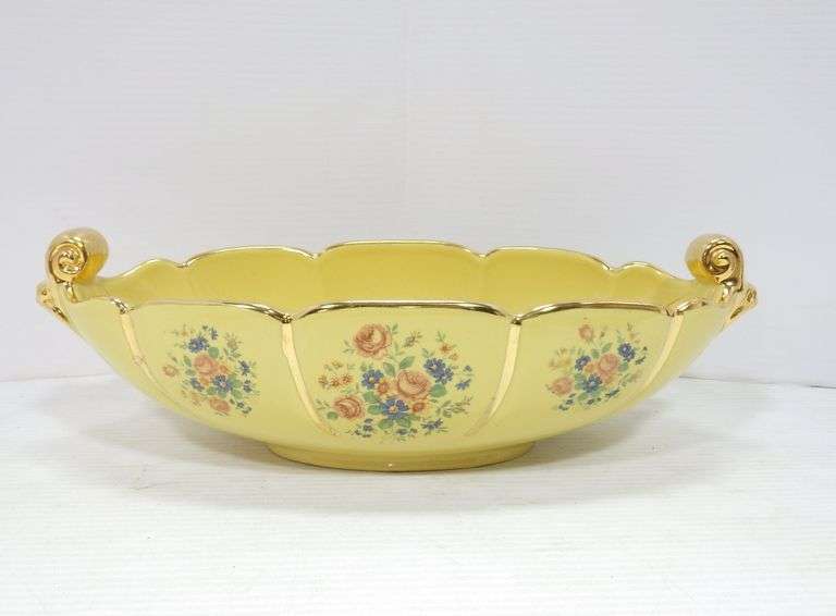 Older bowl hand decorated with 24K gold, Tiara Ware USA, yellow with ...
