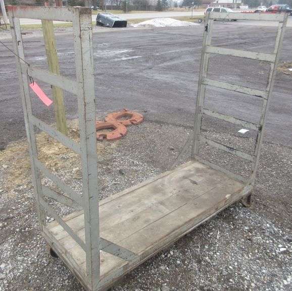 Industrial heavy duty steel dolly with roller, 64" x 26" x 63 ...