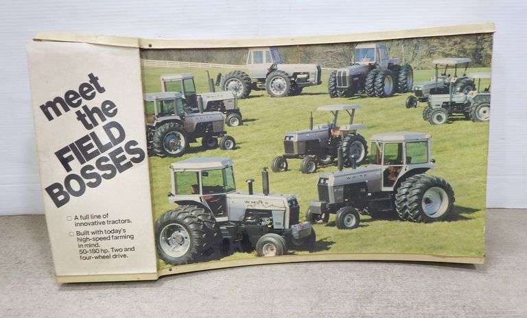 Older white farm equipment, Field Boss tractor signs, 28" x 16 ...