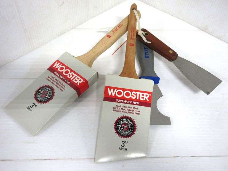 Wooster paint brushes, includes: 3" Sash brush, 3" Straight brush, 2 ...
