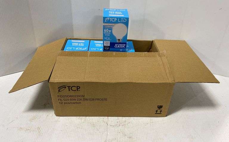 (12) TCP LED dimmable 60W amber white 3" vanity globe light bulbs, 475 ...