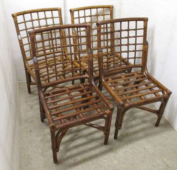 Set of (4) Cain chairs, 19"W x 16"D x 35"H, chairs have usage wear ...