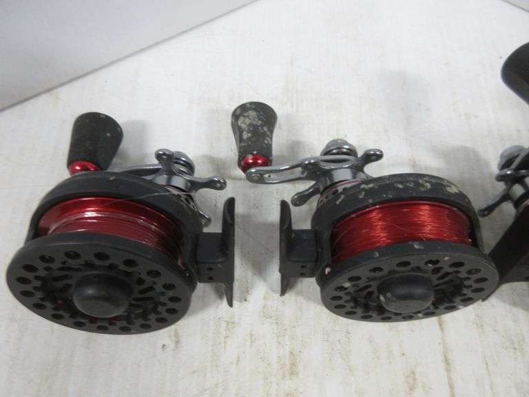 (4) Frabill 3.7:1 straight line ice fishing reels, all working ...