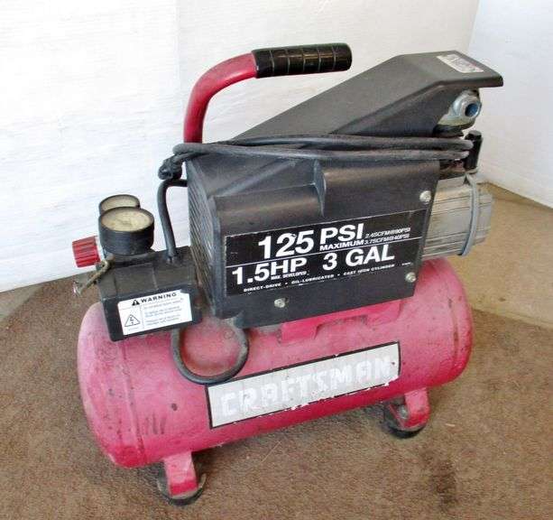 Craftsman air compressor, 125 PSI, 1.5 HP, 3-gallon, used, works great ...