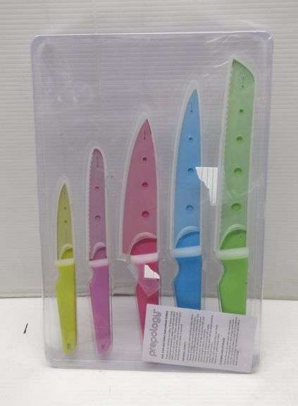 Prepology 5-Piece knife set, colored soft grip handles, up to 13"L, new ...
