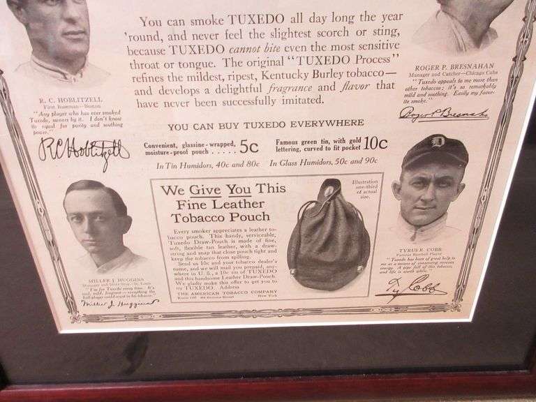 Antique 1915 original "Tuxedo Tobacco" ad featuring Ty Cobb Christy ...