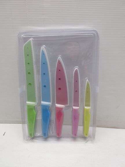 Prepology 5-Piece knife set, colored soft grip handles, up to 13"L, new ...