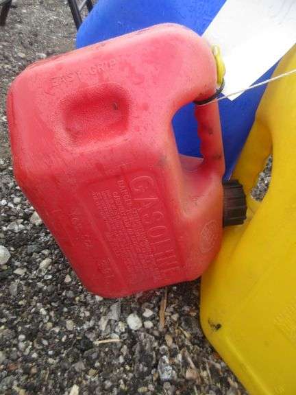 5-Gallon diesel can, 5-Gallon kerosene can, and 1-gallon gas can ...