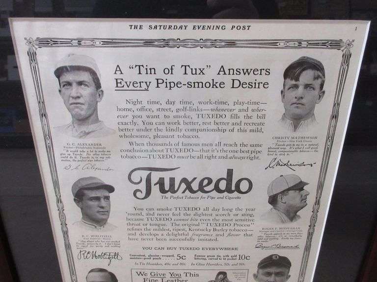 Antique 1915 original "Tuxedo Tobacco" ad featuring Ty Cobb Christy ...