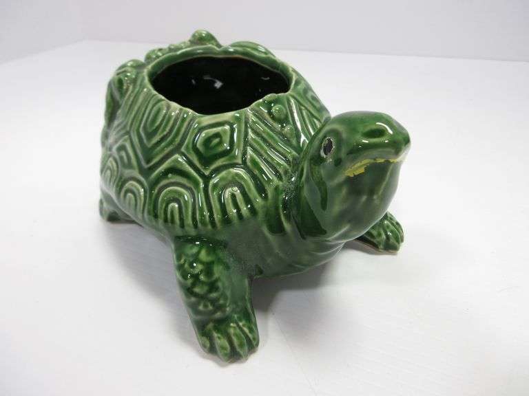 McCoy Pottery turtle planter, 8" x 4"H, has paint loss - Albrecht ...