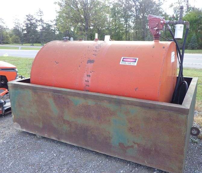 550-gallon skid tank in secondary containment with 110V pump, 8'W x 5'D ...