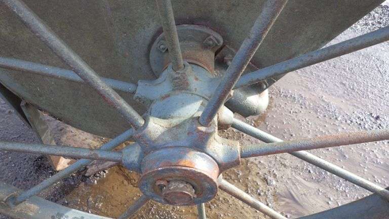 Antique metal push cart, 3'W x 3'L x 2 1/2'H, rolls great, very heavy ...