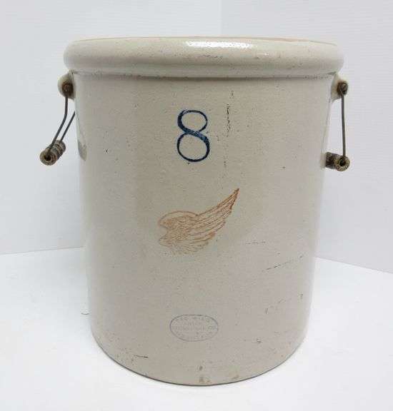 Antique Red Wing 8-gallon crock, pat. Dec. 21, 1915, no cracks, Red ...