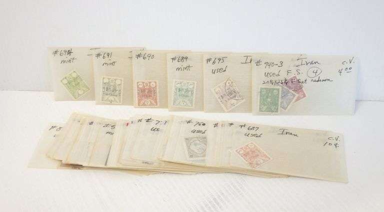 (60) Wax paper envelopes of older stamps from Iran, some envelopes ...