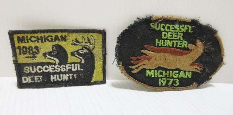 Michigan Successful Deer Hunter patches, 1973 and 1986, have wear ...