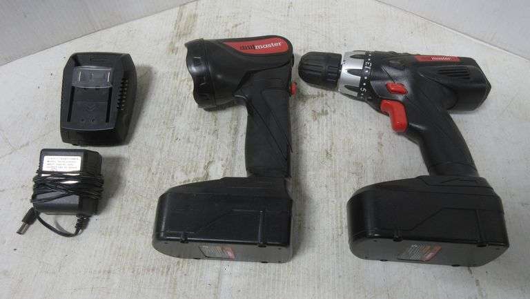 Drill master cordless drill and flashlight, comes with (2) batteries ...