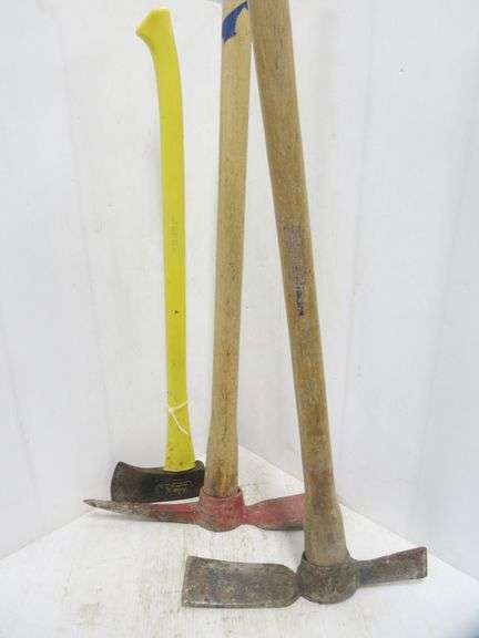 Ludell axe with fiberglass handle, and (2) Pickaxes, all good ...