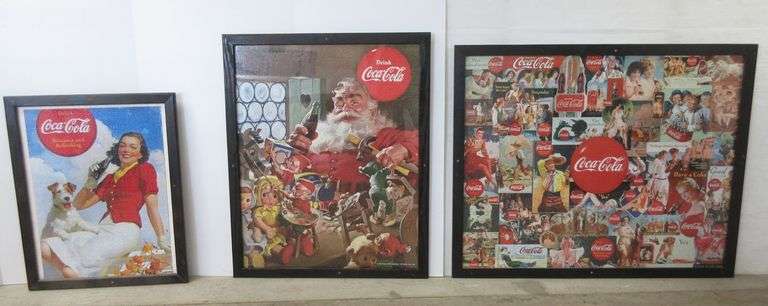 Coca-Cola pictures and frames, up to 45"W, good - Albrecht Auction Service